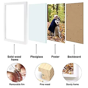 WEARTER 16x20 Poster Frames 2 Pack White 20 x 16 Picture Frame Solid Wood Frames 16 by 20 Photo Frames for Wall Mounted Frames Hanging Vertical and Horizontal
