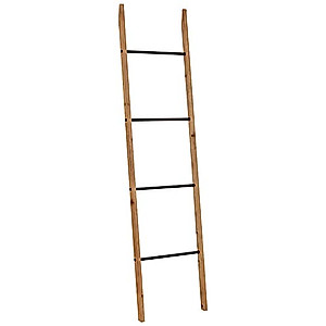 Amazon Brand – Rivet Contemporary Fir Decorative Blanket Ladder with Iron Rungs - 71.65" Height, Black and Natural Wood