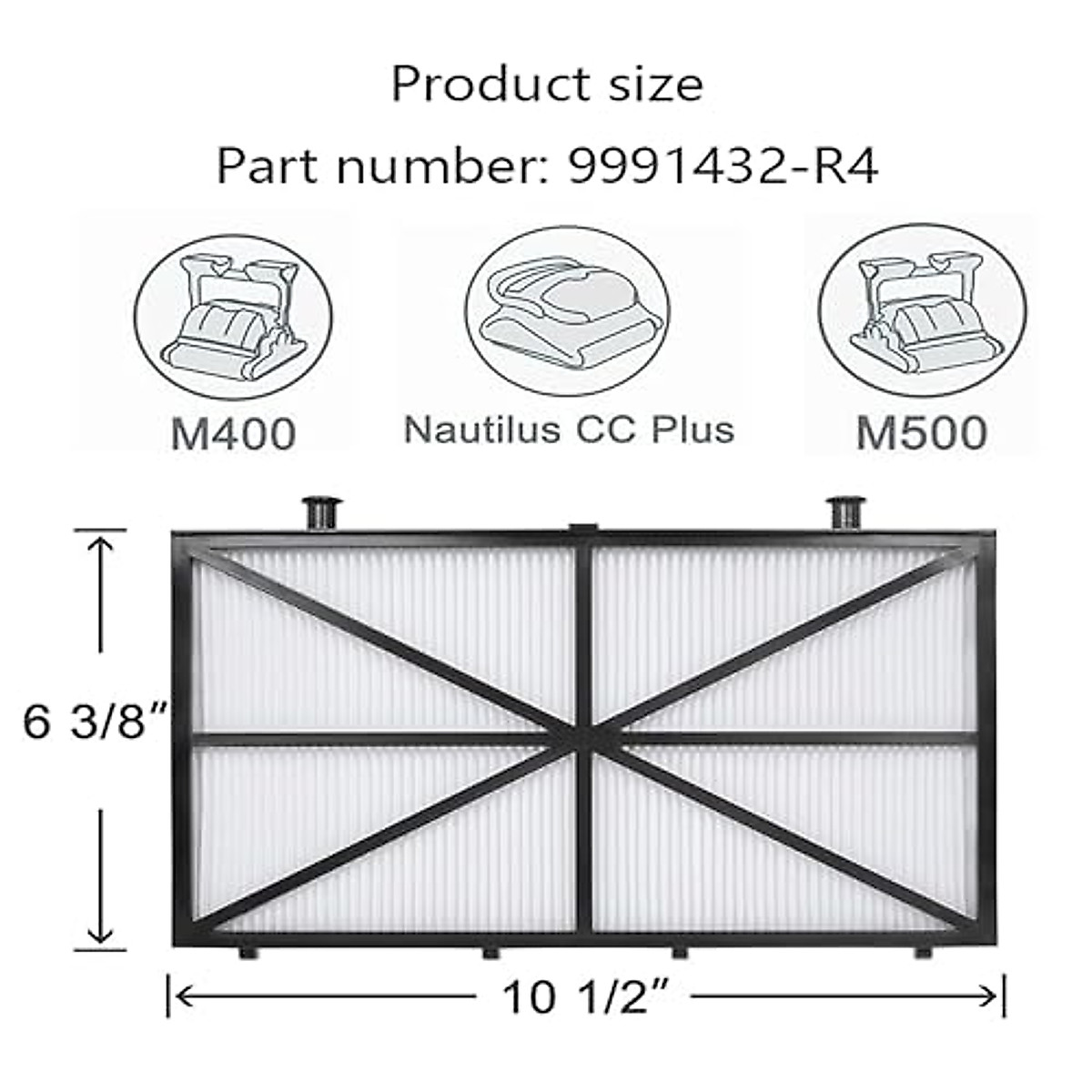4 Packs 9991432-R4 Filter Ultra Fine Cartridge Filter Panels (Not for Nautilus CC) Ultra Fine Filters Compatible Nautilus CC Plus & Dolphin M200 M400