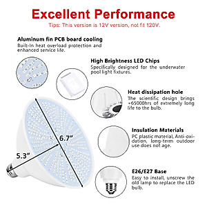 Cynlink 12V 40W LED Color Changing Pool Lights for Inground Pool, Swimming Pool Light Bulb with Remote, E26 Replacement Underwater Pool Lighting for Pentair and Hayward Light Fixtures