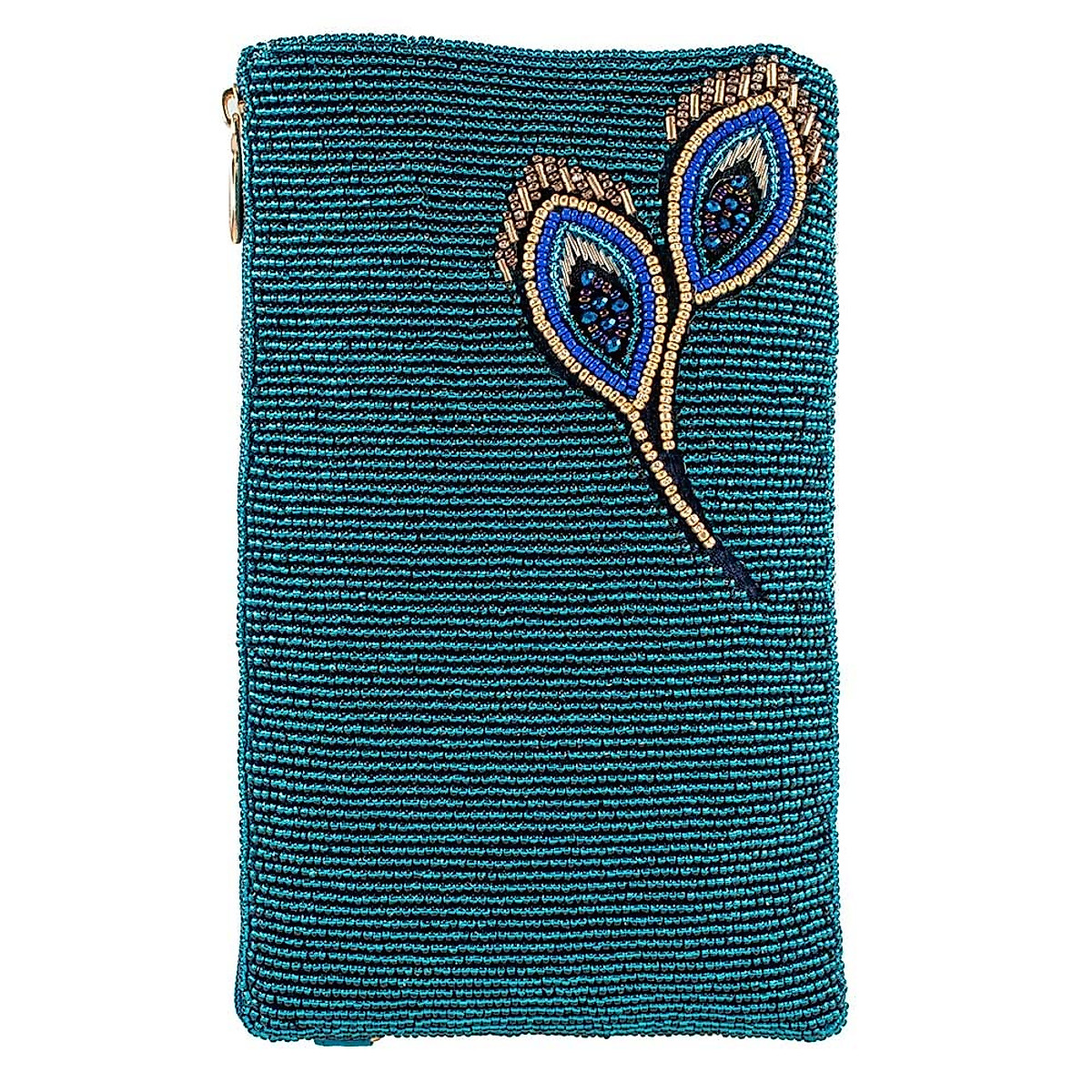 Mary Frances Peacock Pride Beaded Crossbody Phone Bag, Multi