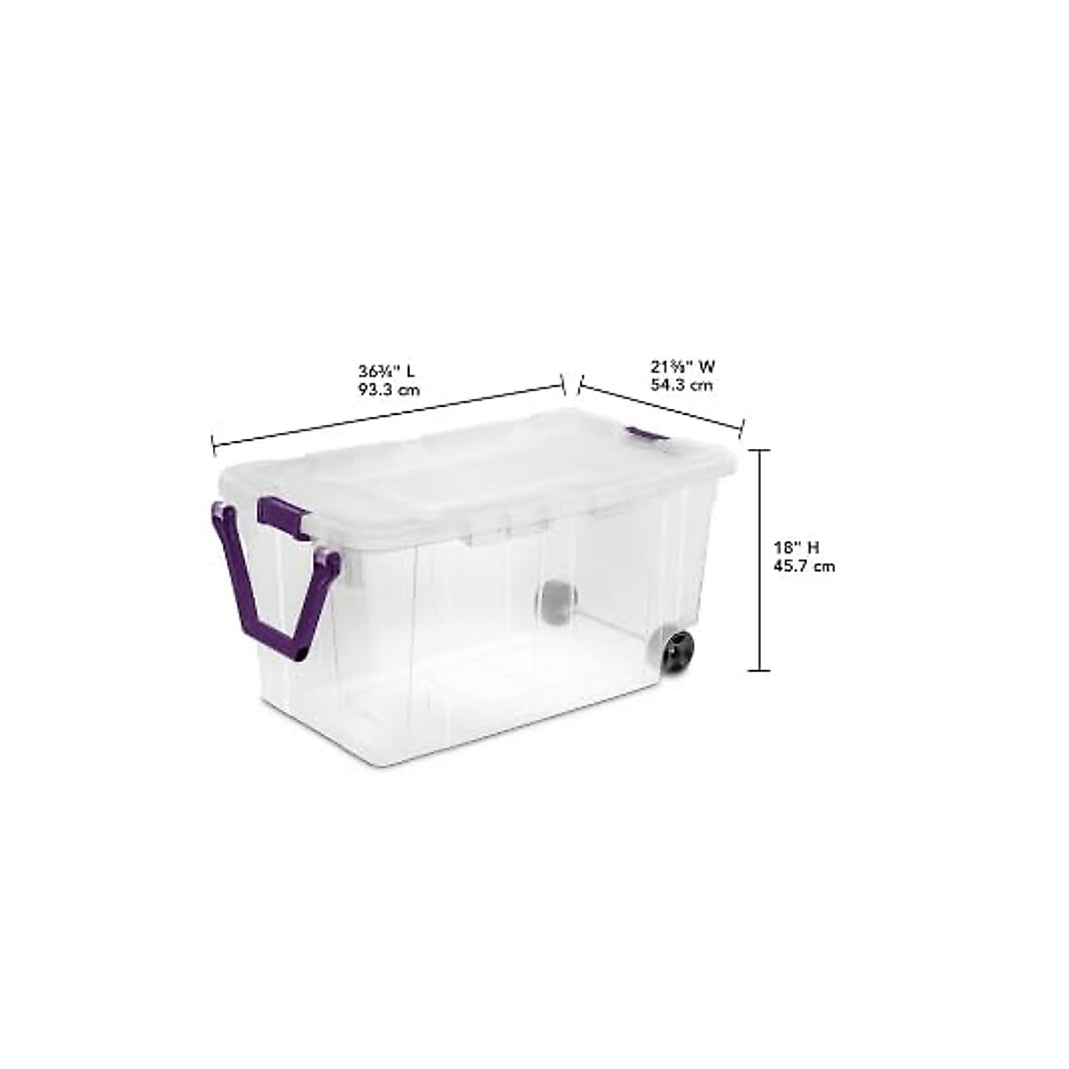 Generic 2PCS 40 Gallon Industrial Tote Plastic Storage Bins Wheeled Large Storage Box Set, Clear And Purple