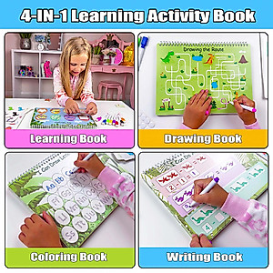 iGetooy Montessori Busy Book for Toddlers 1-3, Preschool Learning Activities Book, Newest Dinosaur Themes Busy Book for Kids Toys Ages 3-5, Kindergarten Preschool Workbook for Kids Boys Girls