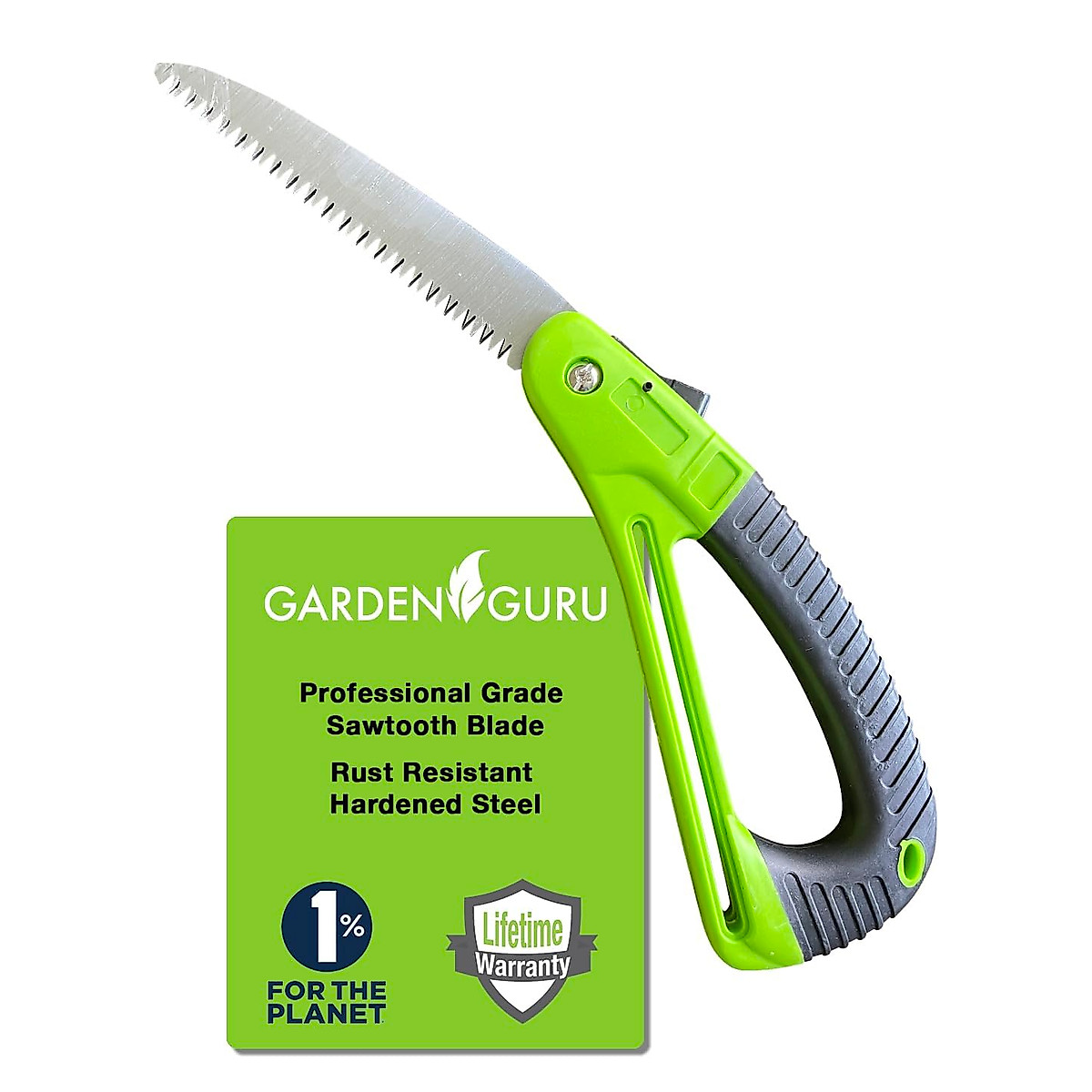 Garden Guru Folding Pruner Saw with Ergonomic Handle & Safety Lock – Non Slip – Rust Resistant Hardened Steel – Professional Grade Sawtooth Blade – for Pruning Trimming Camping Clearing