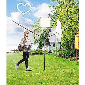 MYOYAY Rotary Outdoor Umbrella Drying Rack Umbrella Rotary Dryer Clothes Line Protective Cover 4 Arms with 165ft Clothesline Outdoor
