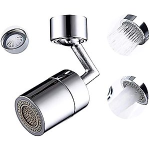 Universal Splash Filter Faucet, 720° Big Angle Swivel Sprayer Head Leakproof Double O-Ring Design with 4-Layer Net Filter