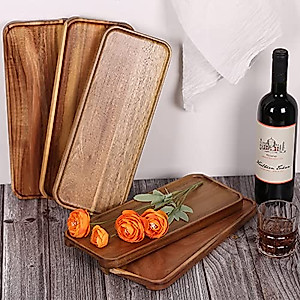 SHENGTIAN Acacia Wood Serving Trays (14 X 5.5 Inches) Rectangular Wooden Serving Platters for Home Decor, Food, Vegetables, Fruit, Charcuterie, Appetizer Serving Tray, Cheese Board (1PCS,13.78in)