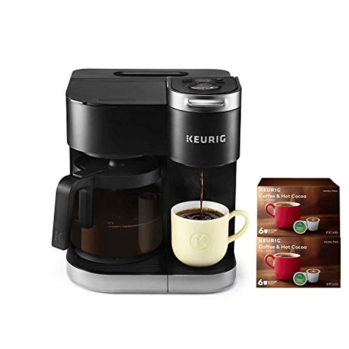 Keurig K-Duo Coffee Maker, Single Serve and 12-Cup Carafe Drip Coffee Brewer, Compatible with K-Cup Pods and Ground Coffee, Black