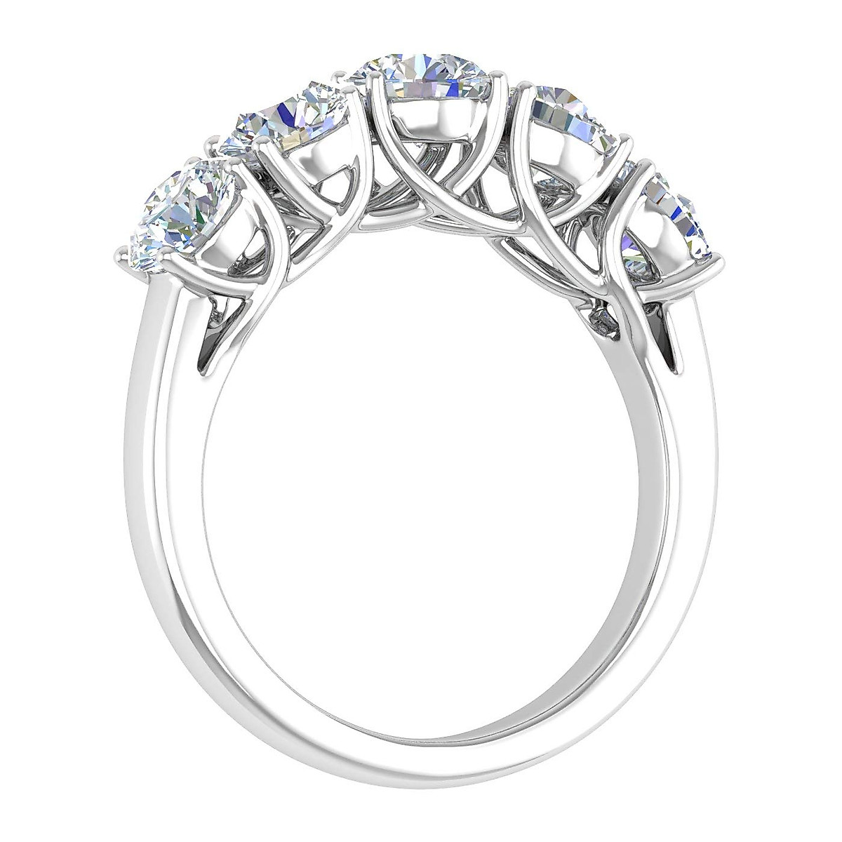 2 Carat 5-Stone Diamond Wedding Band Ring in 14K White Gold (Ring Size 5.5)