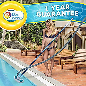 U.S. Pool Supply 13" Weighted Pool Vacuum Head with Nylon Bristles, Swivel Hose Connection, EZ Clip Handle - Connect 1-1/4" or 1-1/2" Hose - Removes Debris, Cleans Floors - Safe for Vinyl Lined Pools