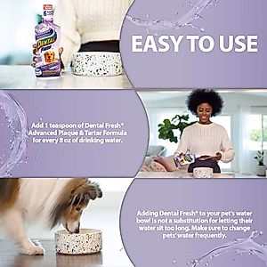 Dental Fresh Advanced Plaque and Tartar Water Additive, 17oz – Dog Teeth Cleaning Formula to Freshen Breath and Improve Overall Oral Health