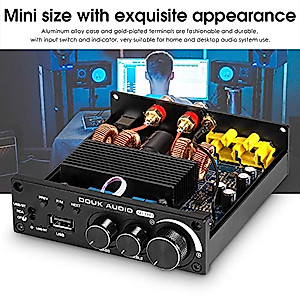 Douk Audio M1 PRO 320W Bluetooth Power Amplifier, 2 Channel Audio Amp, Wireless Receiver, for Home Stereo Speakers/Active Subwoofer, with Treble & Bass Control/U-Disk Music Player