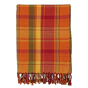 SARO LIFESTYLE Harvest Plaid Throw Blanket, Terracotta, 50"" x 60""" (TH520.TC5060)