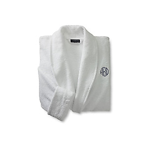 Lands' End Mens Calf Length Terry Robe Rich Steel Regular Large