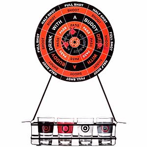 Crystal Clear Shot Glass Darts Bar Game, 10 Piece Set, Biack