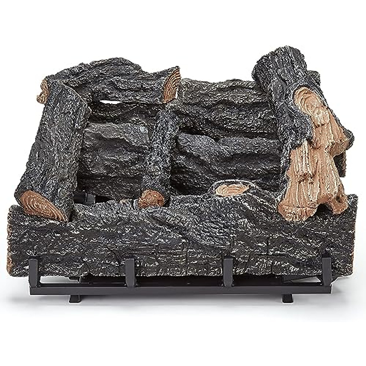 HearthSense VFL18M Dual Fuel Ventless Fireplace Logs Set with Manual Control, Use with Natural Gas or Liquid Propane, 30000 BTU, Heats up to 1000 Sq. Ft, Brown, 18 Inches