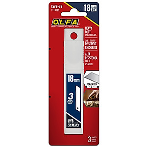 OLFA 18mm Heavy Duty Serrated Insulation Blades, 3 Blades (LWB-3B) - Steel Utility Knife Replacement Blades, Fits any 18mm Utility Knife