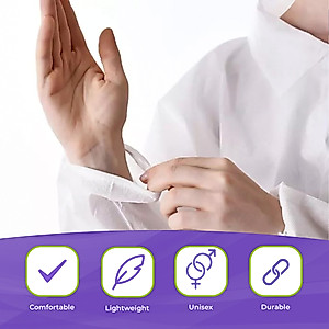 AMZ Medical Supply Disposable Lab Coats for Adults XL, White Disposable Lab Coat Knee Length, SMS 40 GSM Painting Lab Coat No Pockets, Medical PPE Coat with Long Sleeves, Elastic Wrist, Loop Fasteners