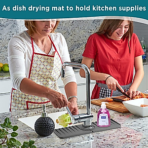 Silicone Faucet Mat - 2Pcs Silicone Faucet Handle Drip Catcher Tray for Kitchen Bathroom Countertop Sink Splash Guard Draining Dish Drying Pad