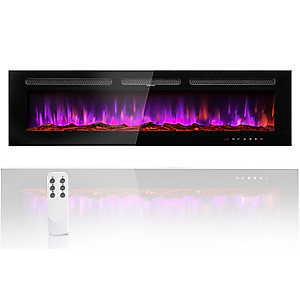 Breezestival Electric Fireplace 50 inch Wall Mounted and Recessed with Remote Control and Touch Panel Control, Timer,12-Level Adjustable Flame Colors and Speed