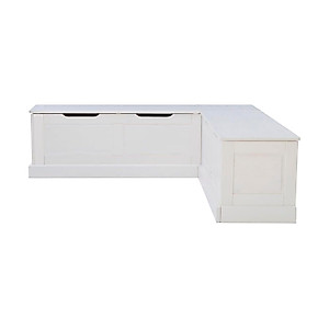 Linon White Backless Nook Harris Solid Pine Interior Storage