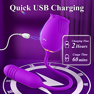 Vibrator Rose Sex Toy for Women – Upgraded Adult Toys Sex Toys for Women with 18 Sucking Vibrator Thrusting Dildo G Spot Vibrators Clitoral Nipple Stimulator, Adult Sex Toys Games for Couples Pleasure