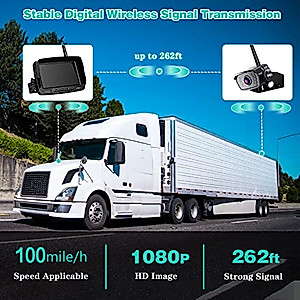 Nuoenx Wireless Backup Camera, 7 Inch Monitor Rear View Camera System for RV, Trailers, Trucks, 5th Wheels, Support 2 Cameras, IP69 Waterproof 18 LED IR Night Vision 152° View Camera, DIY Guide Lines