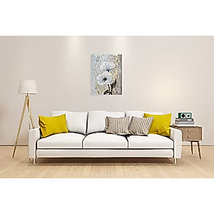 MYBEAUTYWALLA Vertical Flower Oil Painting - Hand Painted Abstract Floral Artwork with Gold Foil - Modern Still Life Pictures for Living Room Hallway Farmhouse Decor