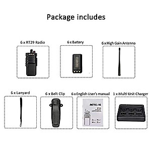 Retevis RT29 Walkie Talkies for Adults Long Range, Heavy Duty Two Way Radios with 3200mAh Rechargeable,Emergency Alarm 2 Way Radios with Charging Station(6 Pack)