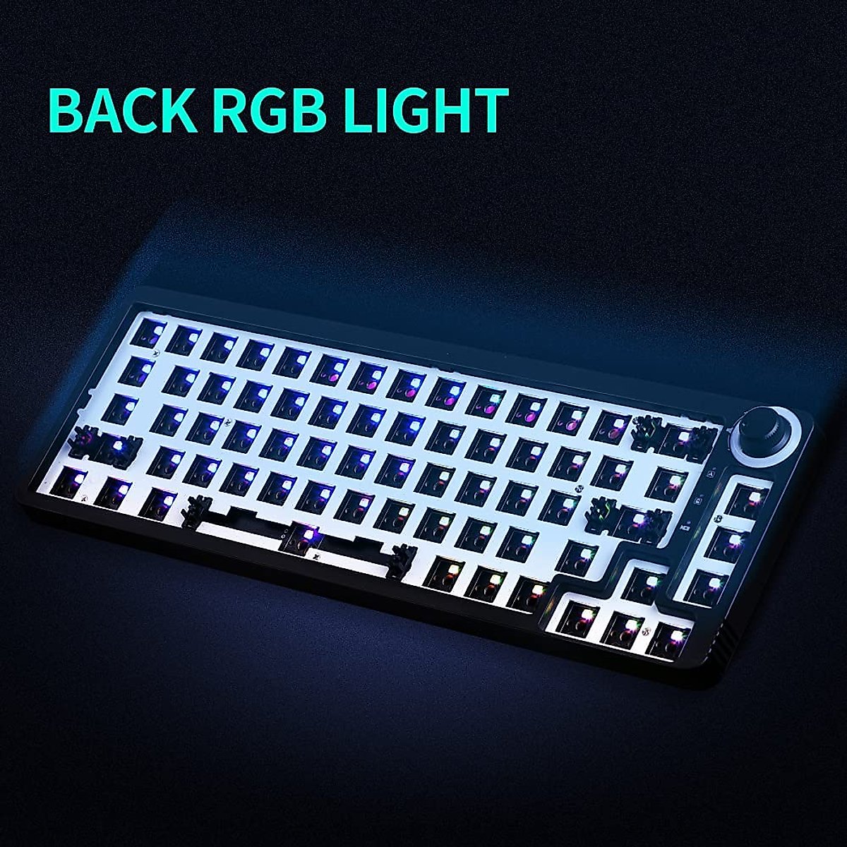 GK68 RGB Hot-Swappable Programmable Junction Box Can Be Replaced with Switch DIY Mechanical Keyboard Kit, Support AKKO, Cherry MX, Gateron, Kailh Mechanical Switch (Black)