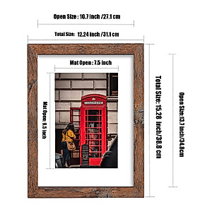 PWTAKO 11x14 Picture Frame Set of 6, Display Pictures 8x10 with Mat or 11x14 Without Mat for Wall Mounting,Rustic Brown