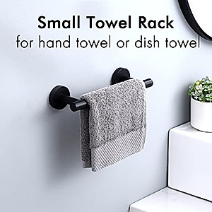 KES 6.7 Inches Matte Black Hand Towel Bar Bathroom Towel Holder Kitchen Dish Cloths Hanger SUS304 Stainless Steel RUSTPROOF Wall Mount, Total Length 9.1 Inch, A2000S23-BK