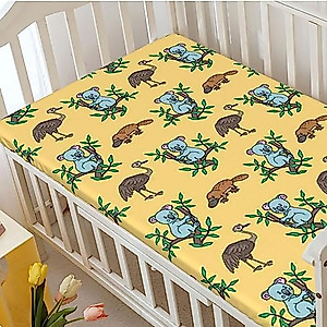 Eucalyptus Themed Fitted Mini Crib Sheets,Portable Mini Crib Sheets Soft & Stretchy Fitted Crib Sheet - Crib Mattress Sheet or Toddler Bed Sheet,24“ x38“,Multicolor