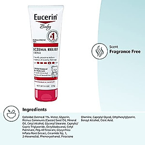 Eucerin Baby Eczema Relief Body Cream, Fragrance Free Baby Eczema Cream, 8 Oz Tube