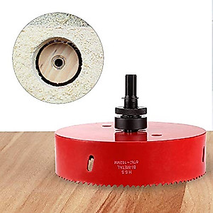 6-3/8 Inch Hole Saw with Heavy Duty Arbor - 38mm Cutting Depth HSS Bi-Metal Hole Cutter for Can Light Recessed Light, Smoothly Cutting in Wood, Plastic, Drywall and Metal Sheet