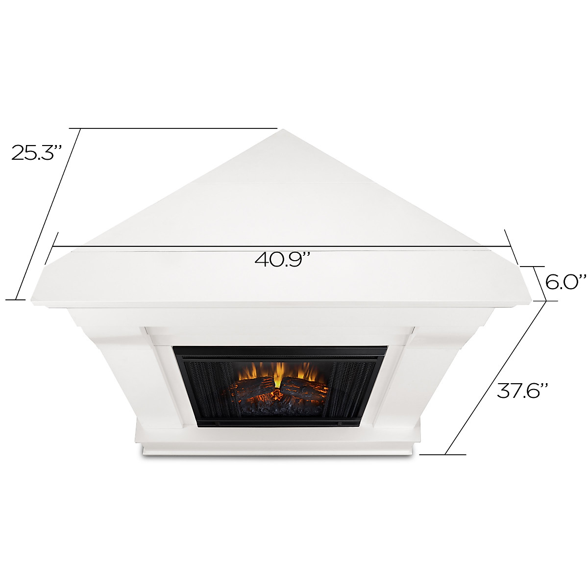 Real Flame 5950E Chateau Corner Electric Fireplace, Small, White