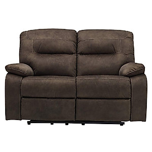 Signature Design by Ashley Bolzano Faux Leather Manual Reclining Loveseat, Brown