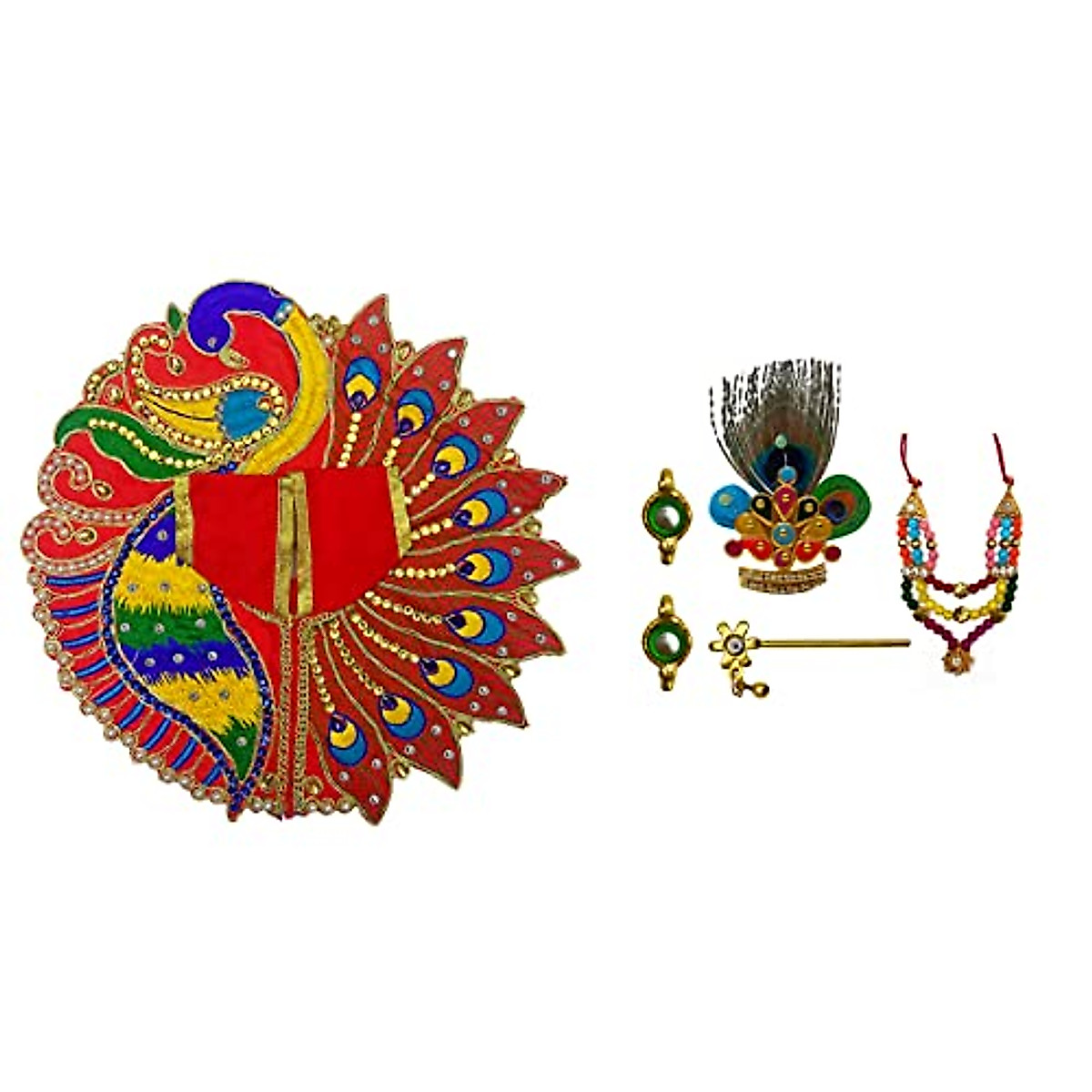 Craftsman Krishna janmashatmi Laddu Gopal Dresses 1 Pc Bal Gopal Kanha ji Poshak with Accessories & Hair Thakurji Handmade Dress for Krishna Janmashtmi Home and Temple (Size 5)