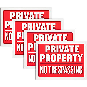 Vanitek 8 Pack Private Property No Trespassing Sign 9 x 12 Inch Weatherproof, Water Resistant, Easy to Mount, Durable Ink, Indoor and Outdoor Keep, for Home Safety & Privacy