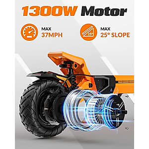 JGH X5 Electric Scooter Adults Max 37mph,48V 20.8Ah Battery,40 Miles Long Range,Vacuum Tire, Power by 1300W, Double Braking System Scooter Electric with NFC LCD Display