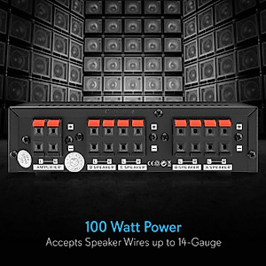 Pyle 4-Zone Channel Speaker Switch Selector - Premium New & Improved Switch Box Hub, Distribution Box for Multi-Channel High Powered Stereo Amp A/B/C/D Switches, 4 Pairs Of Speakers, Black