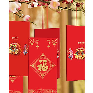 TOARTi 2024 Chinese New Year Decoration Chinese Couplet, Chunlian,Red Envelope, Red Lantern,Fu Character for Spring Festival Party Decor,Happy New Year Supplies