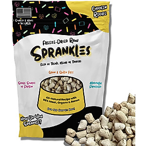 SPRANKLES Freeze Dried Dog Food for Small & Large Breeds Dogs, 16 Oz Chicken Dog Food Toppers for Picky Eatres, Made in USA - Grain Free & All Natural Freeze Dried Dog Treats Made with 96% Meat Organs