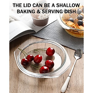 ZYER Small Glass Casserole Dish With Glass Lid Round Glass Microwave Safe Bowls with Lids, Glass Microwavable Bowls (0.65L)