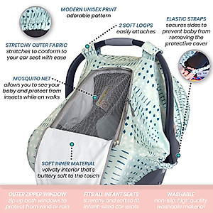 Bristin Baby Car Seat Canopy Stroller Covers for Infant Boy and Girl Babies Stretchy and Kick Proof with Net Multi Use Soft and Breathable (Teal)