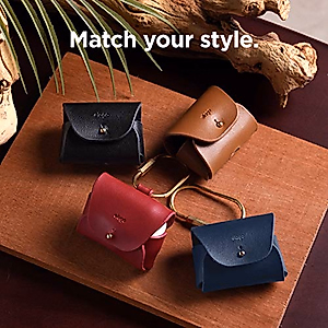 elago Leather Case Compatible with AirPods Pro 2 Generation and AirPods Pro Case - Genuine Leather case with Keychain, Luxurious Colors, Brass Ring Holder, Great Protection (Brown)