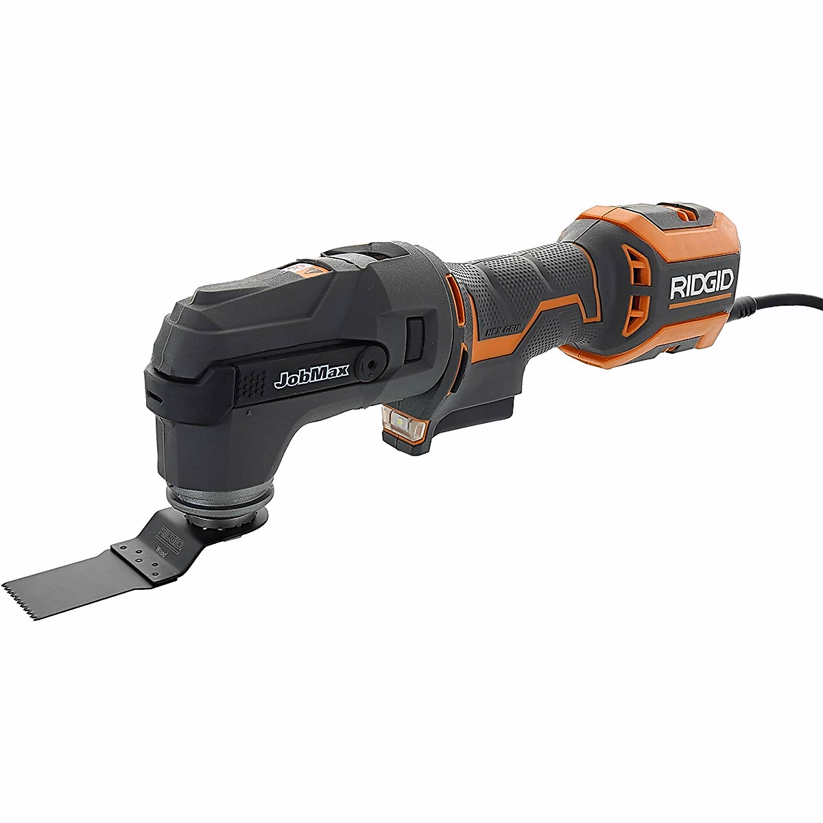 Ridgid R28602 JobMax 4 Amp Corded Multi Tool with Replaceable Heads (Sander Head, Sanding Pads, Crescent Saw and 1 1/8“ Wood Cutting Blade Included) (RENEWED)