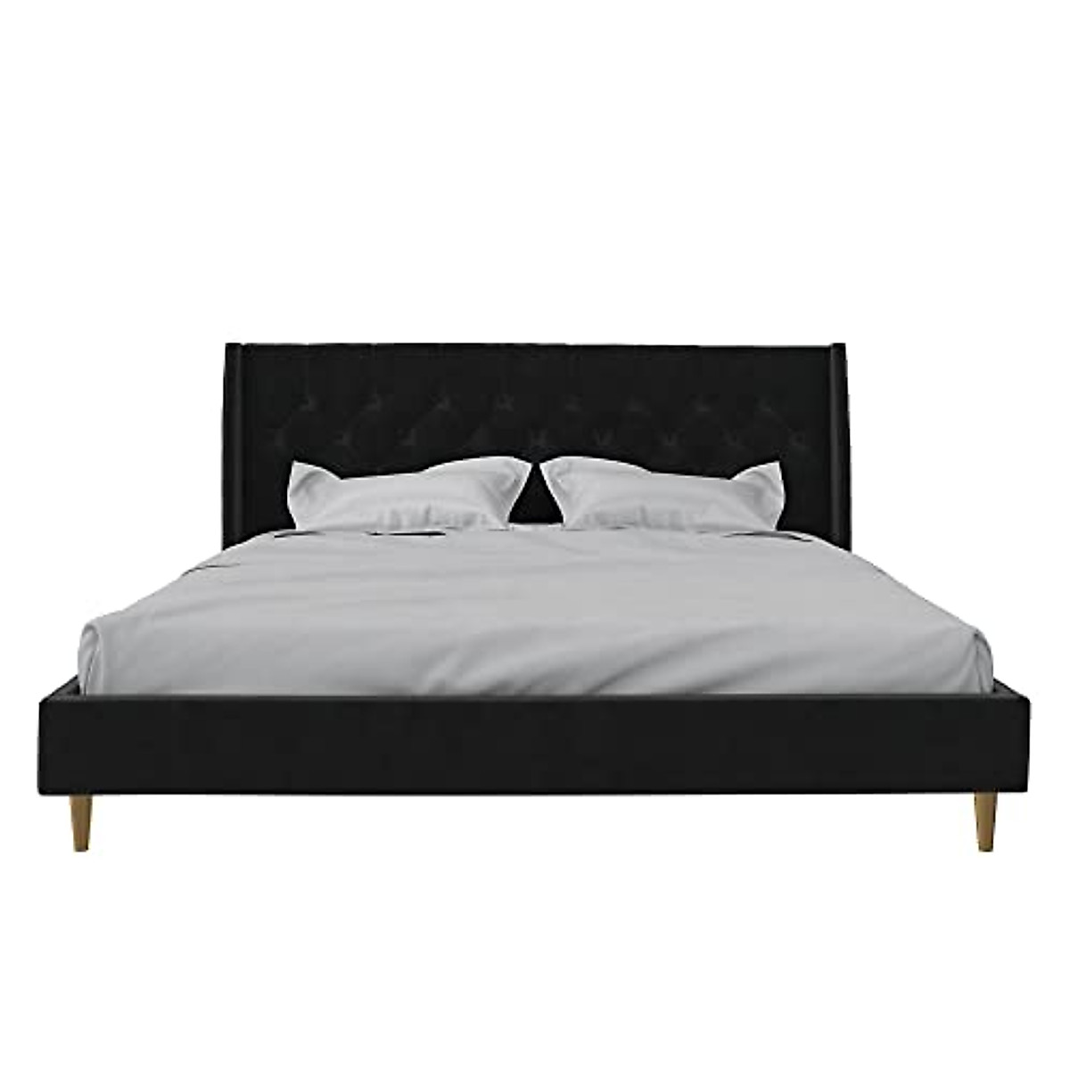 Novogratz The Her Majesty Upholstered Bed, King, Black Velvet