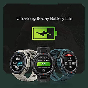 Amazfit T-Rex Pro Smart Watch for Men Rugged Outdoor GPS Fitness Watch, 15 Military Standard Certified, 100+ Sports Modes, 10 ATM Water-Resistant, 18 Day Battery Life, Blood Oxygen Monitor, Black