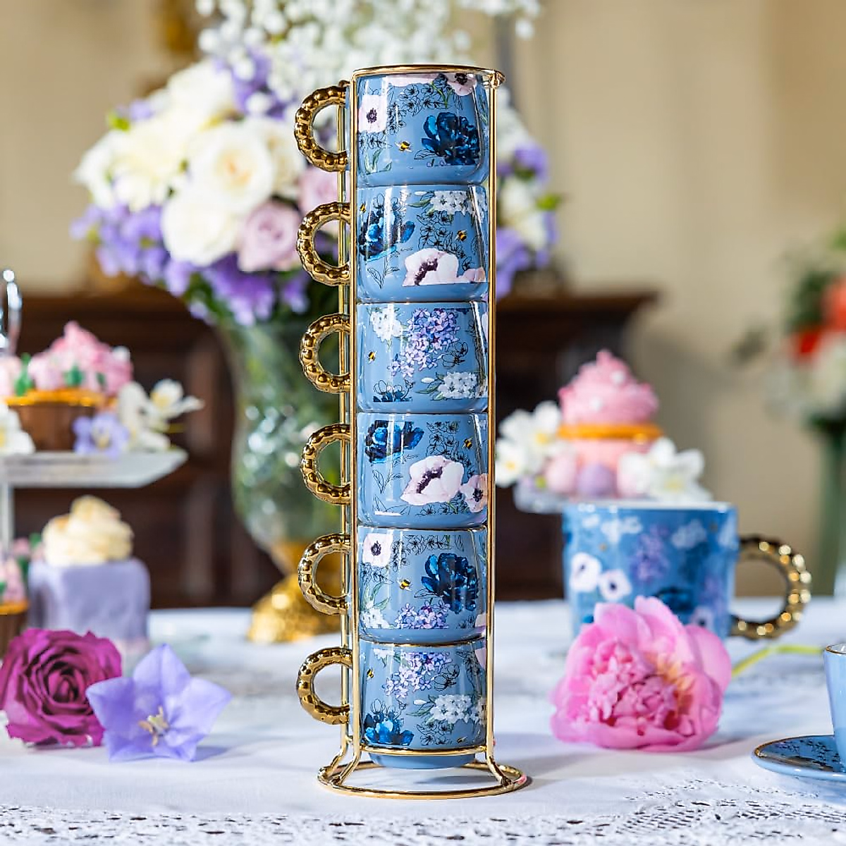 Bialetti - Bridgerton Stackable Mugs, Set of 6 - Official Netflix License